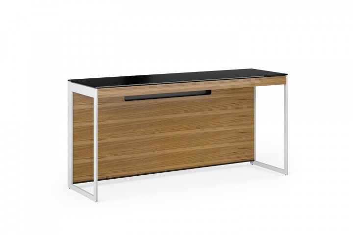 Sequel 20 6102 Console / Laptop Desk Natural Walnut w/ Satin Nickel ...